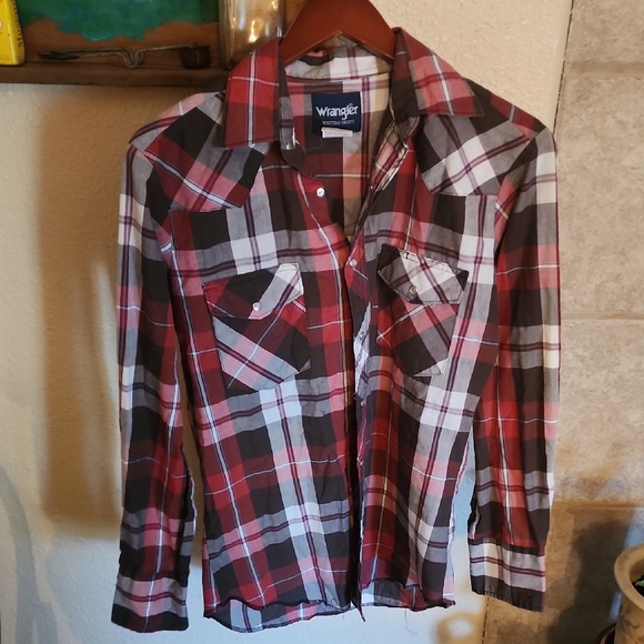 Wrangler | Shirts | Wrangler Red And Brown Checkered Shirt | Poshmark